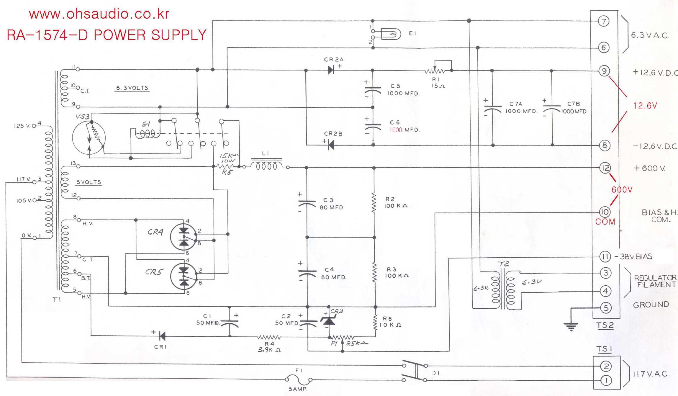 ohsaudio.co.kr > Power amp회로 > WESTREX RA-1574D TUBE 7027